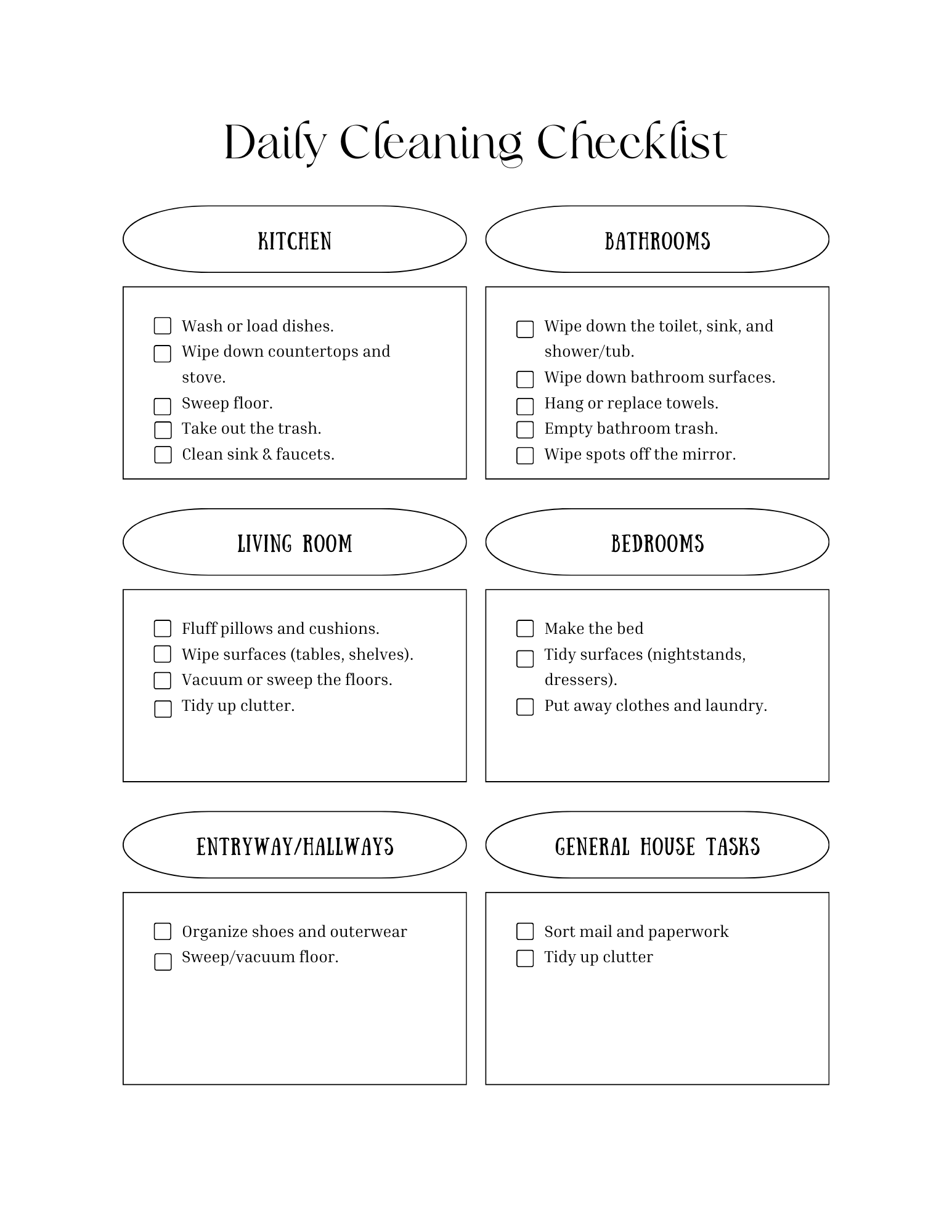 Printable Checklists for Hassle-Free Home Cleaning – Daily Deals from a ...