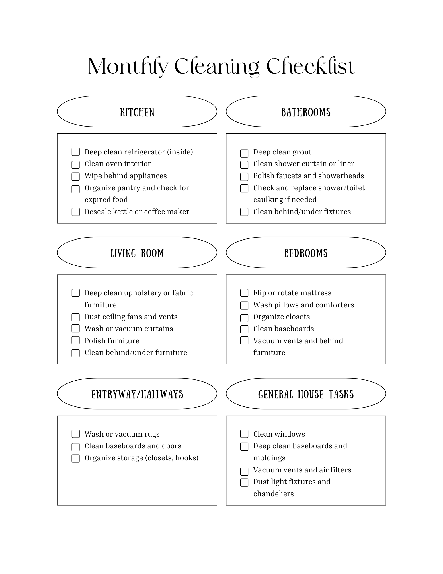 Printable Checklists for Hassle-Free Home Cleaning – Daily Deals from a ...