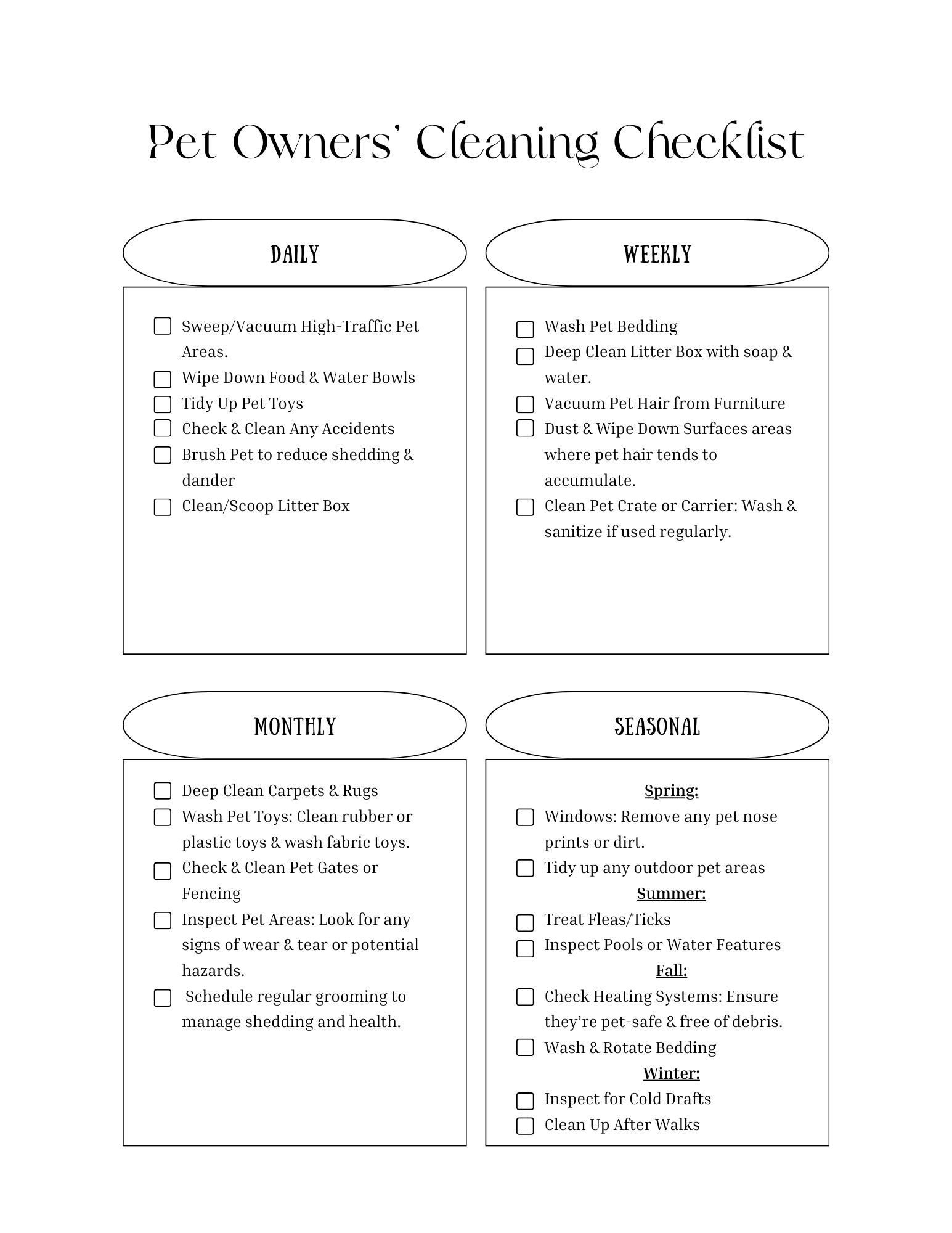 Printable Checklists for Hassle-Free Home Cleaning – Daily Deals from a ...