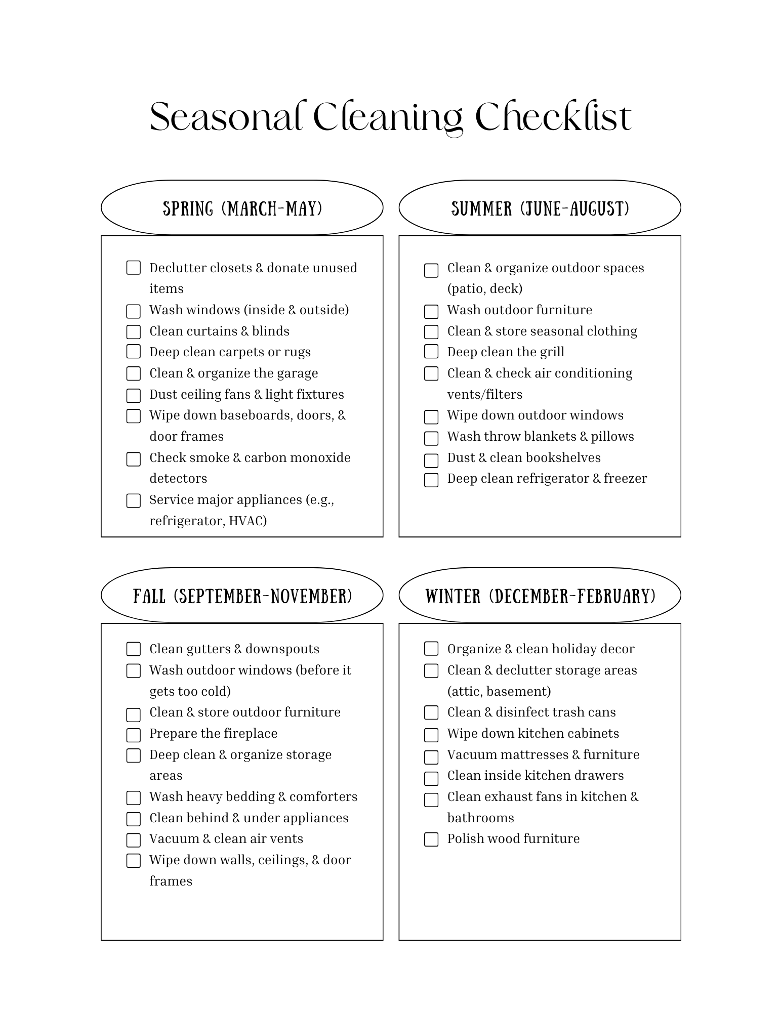 Printable Checklists for Hassle-Free Home Cleaning – Daily Deals from a ...