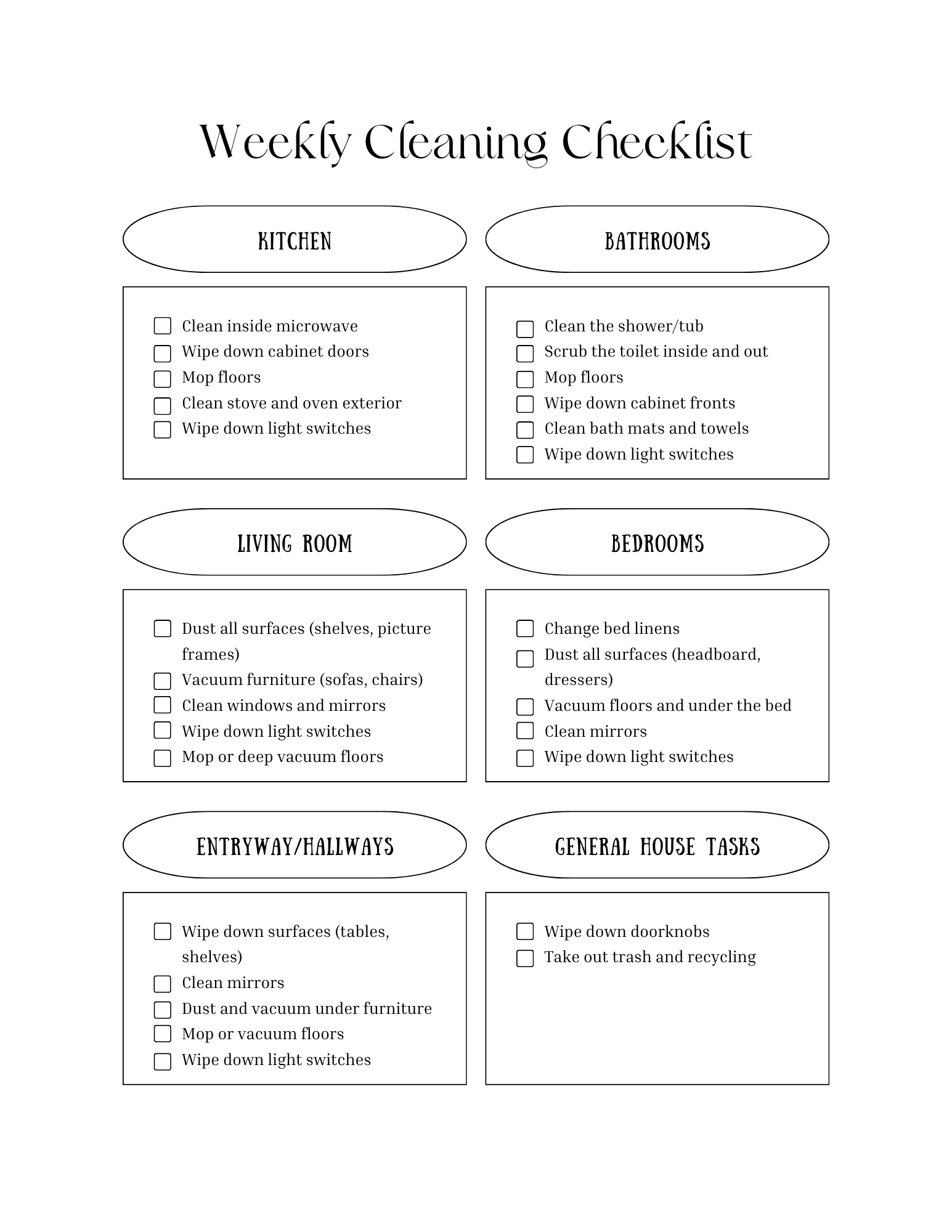 Printable Checklists for Hassle-Free Home Cleaning – Daily Deals from a ...